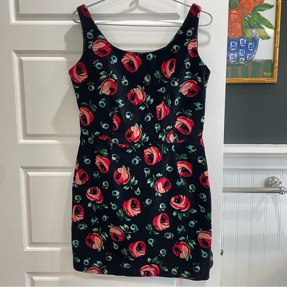 Esprit Vintage Velvet Rose Floral Mini Dress - Gem